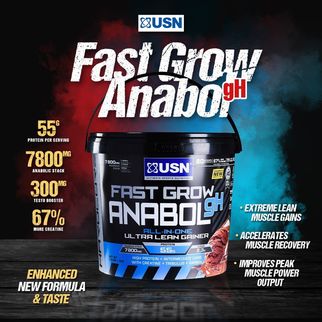 USN Fast Grow All-In-One Anabolic gH 4kg - Lean Muscle Weight Gainer ...