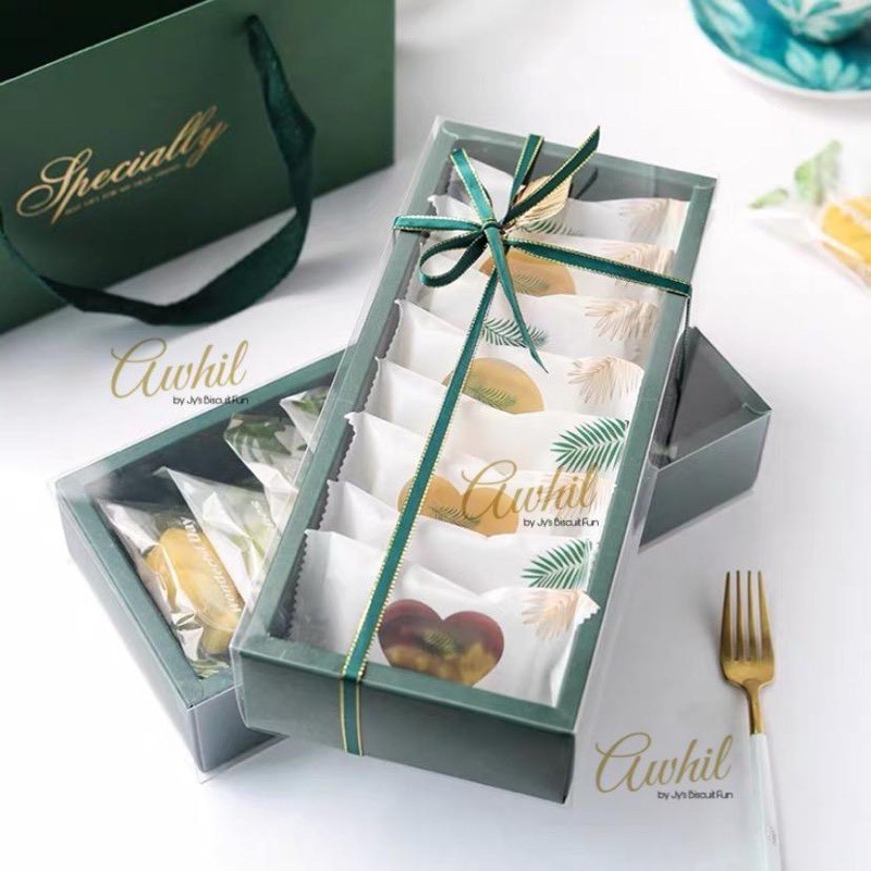 🔥Ready Stock🔥Premium Transparent Cover Green GIFT BOX/Paper Bag/Cookies ...