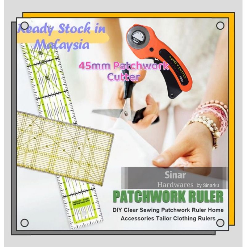 DIY Acrylic Patchwork Ruler Double Color Feet Tailor Yardstick Roller ...