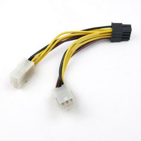 Vga PCIE Dual POWER CABLE 6pin Female to 8pin Male Converter Adapter ...