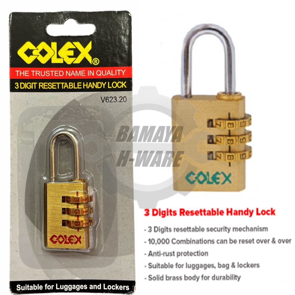 COLEX Resettable Handy Lock. Digital Luggage Lock. Mini Brass Padlock ...