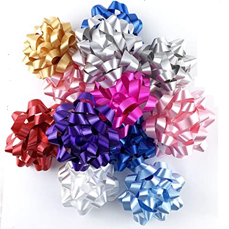 12pc Mini Gift Packing Pull Bow Ribbons STAR Ball Pull Ribbon Holiday ...