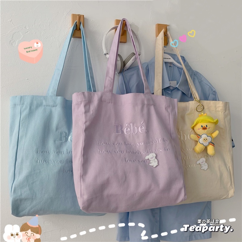 South Korea chic gentle literature and art small fresh canvas bag ...