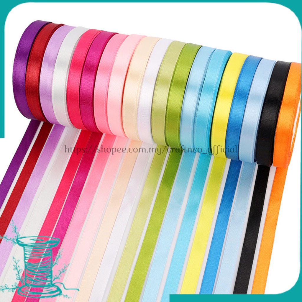 25 Yards Satin Ribbon Width 10mm / Reben Kain 10mm Lebar [KOD 80811049 ...