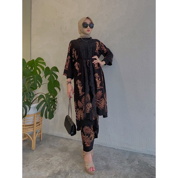 New SET Of BATIK Clothes WAYANG Top OUTER LONG CARDIGAN MIX Lace SET ...