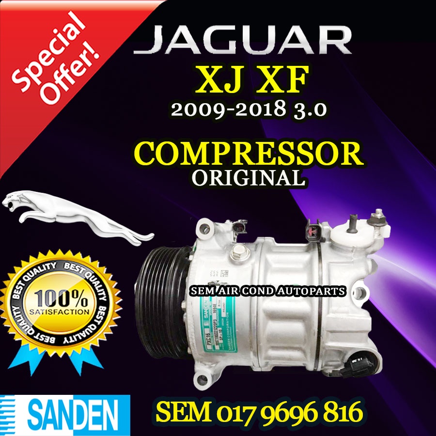 JAGUAR XJ XF 3.0CC 2009-2018 YEAR ORIGINAL SANDEN SD PXC16 6PK 3 PIN COMPRESSOR/ KOMPRESOR (CAR ...