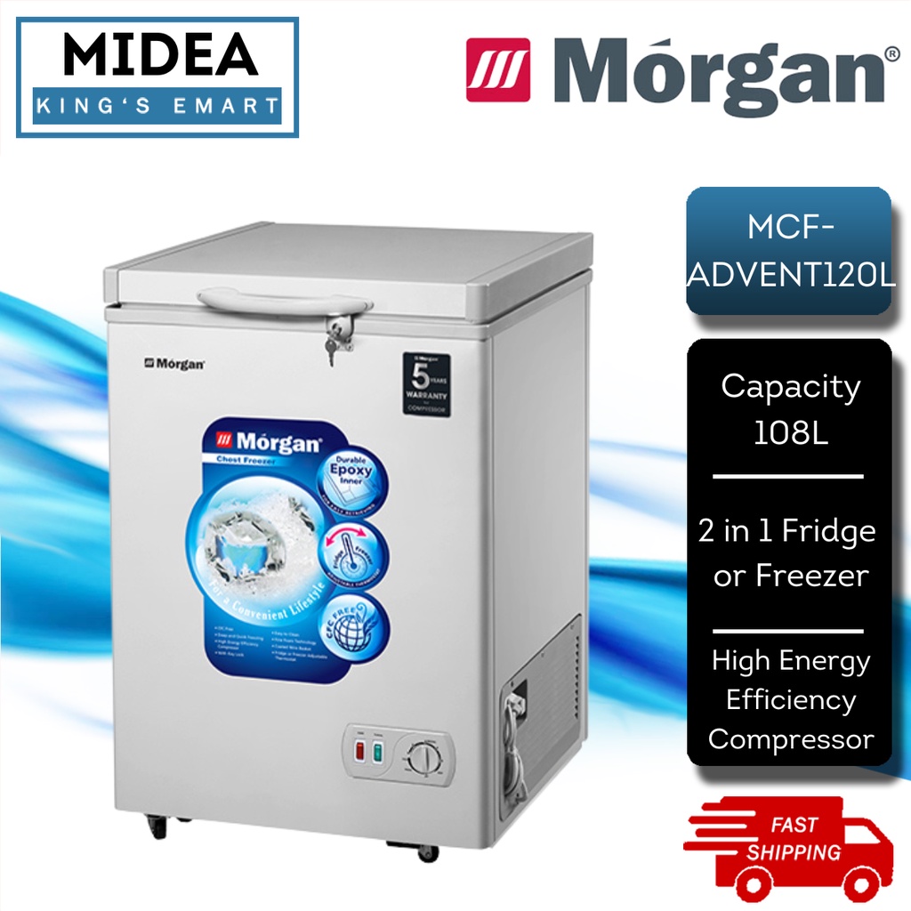 MORGAN 108L / 158L Chest Freezer 2-in-1 Dual Function Freezer Fridge ...