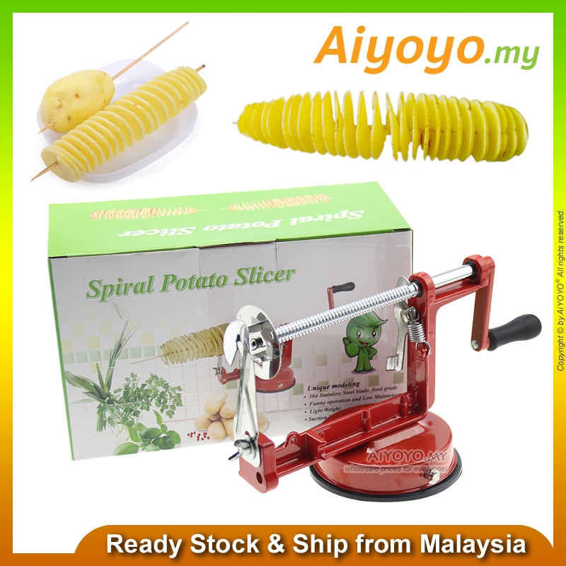 3 String Spiral Potato Slicer Machine Rotate Twisted Twister Slice ...