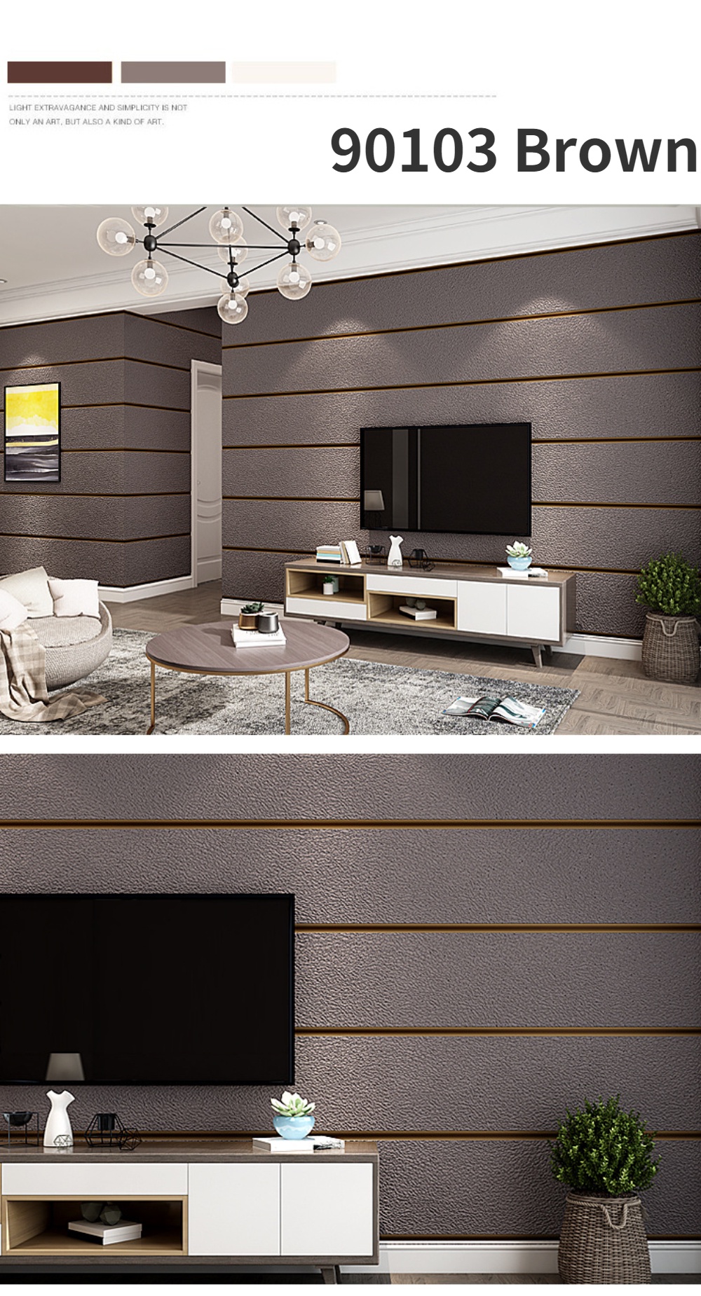 10M Sude Wallpaper Dinding Bilik Tidur Luxury 3D Wallpaper Modern ...