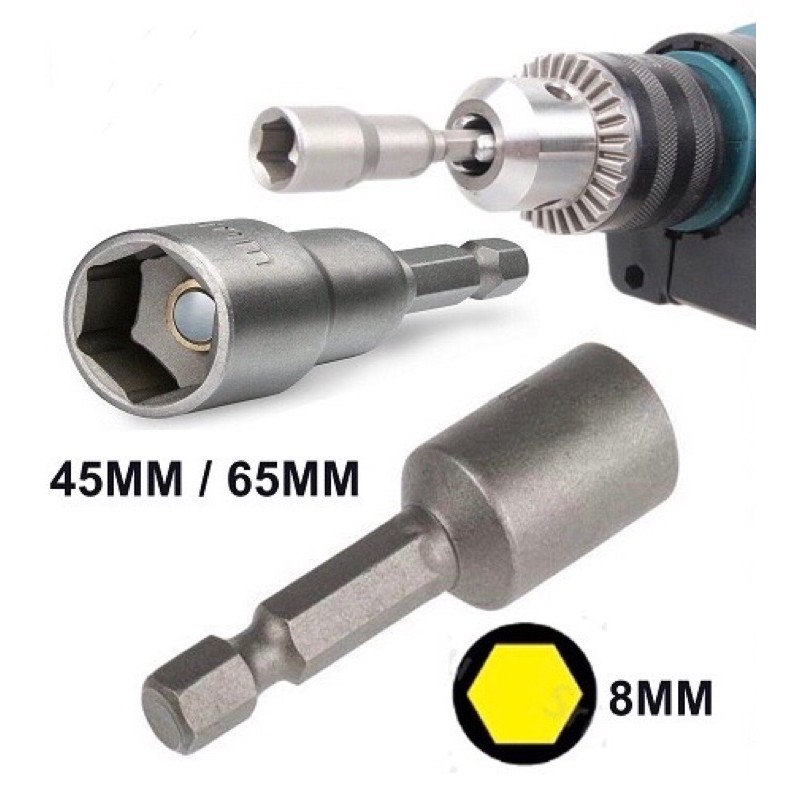 5PCS8MM Hex 45MM/65MM Magnetic Nut Setter Hex Nut Setter Driving Bit ...
