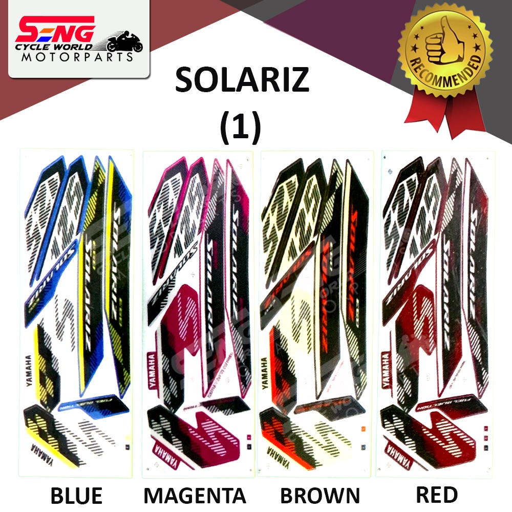 YAMAHA EGO SOLARIZ (1) FULL BODY STICKER SET - RED, BUE, PINK, BROWN ...