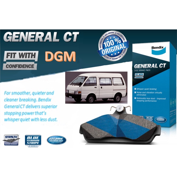 Bendix General CT Disc Brake Pad Front (DB1289GCT) - Nissan Vanette C22 ...