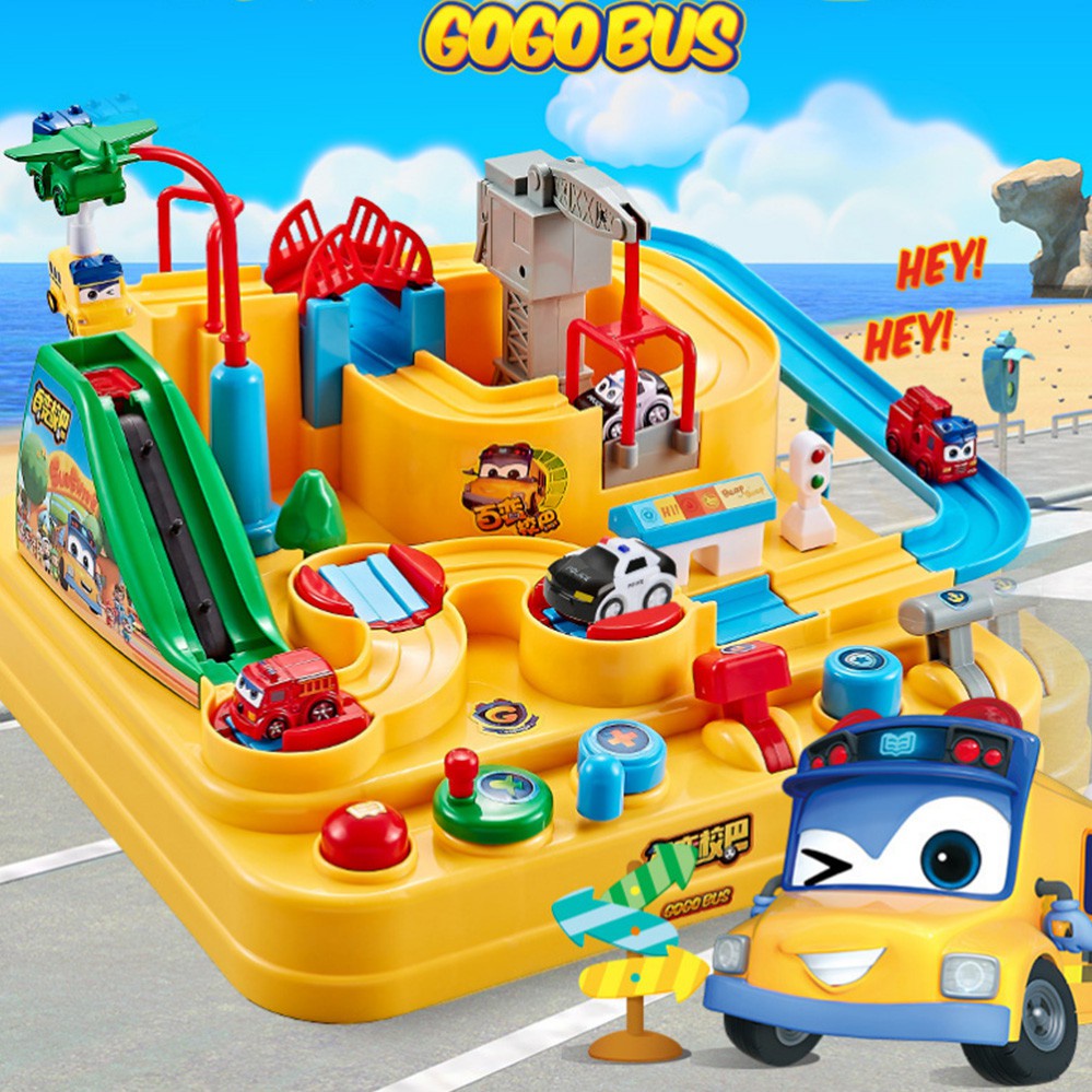 GoGo Bus Track Car Adventure Toy Cartoon Bus Racing Rail Car Puzzle ...
