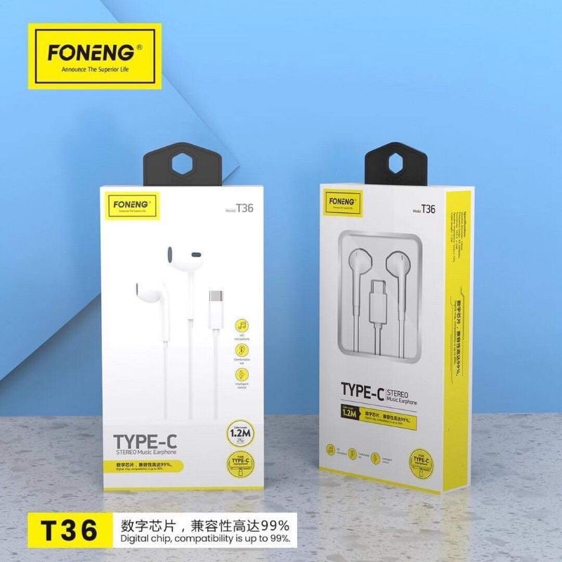 FONENG 【 TYPE - C 】Stereo Music Earphone 1.2Meter Cable length （Model ...