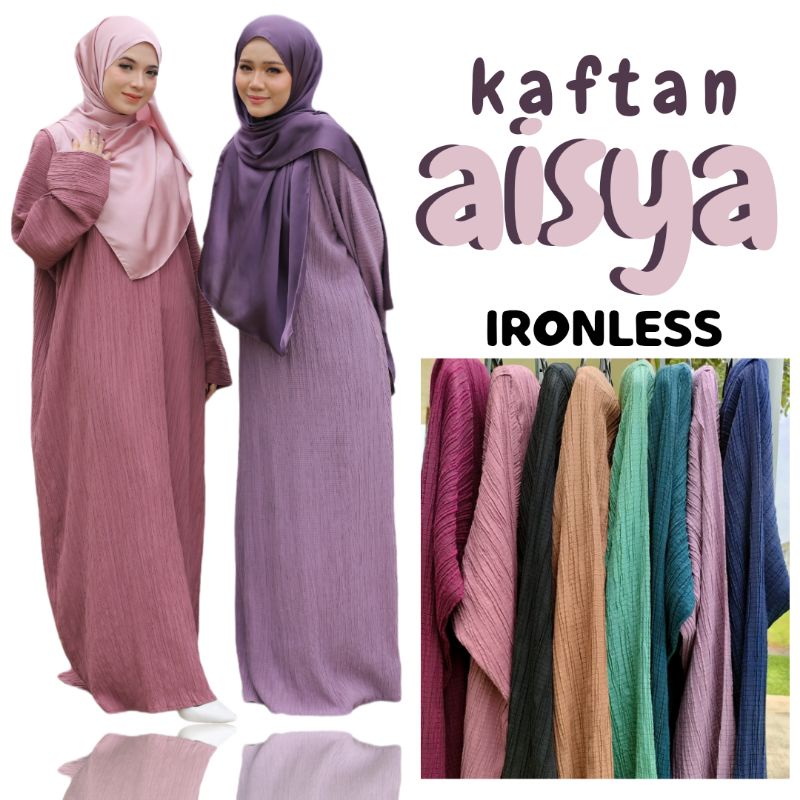 Kaftan Aisya Kaftan Muslimah Kaftan Sejuk Kaftan Ironless Plus Size Bf ...