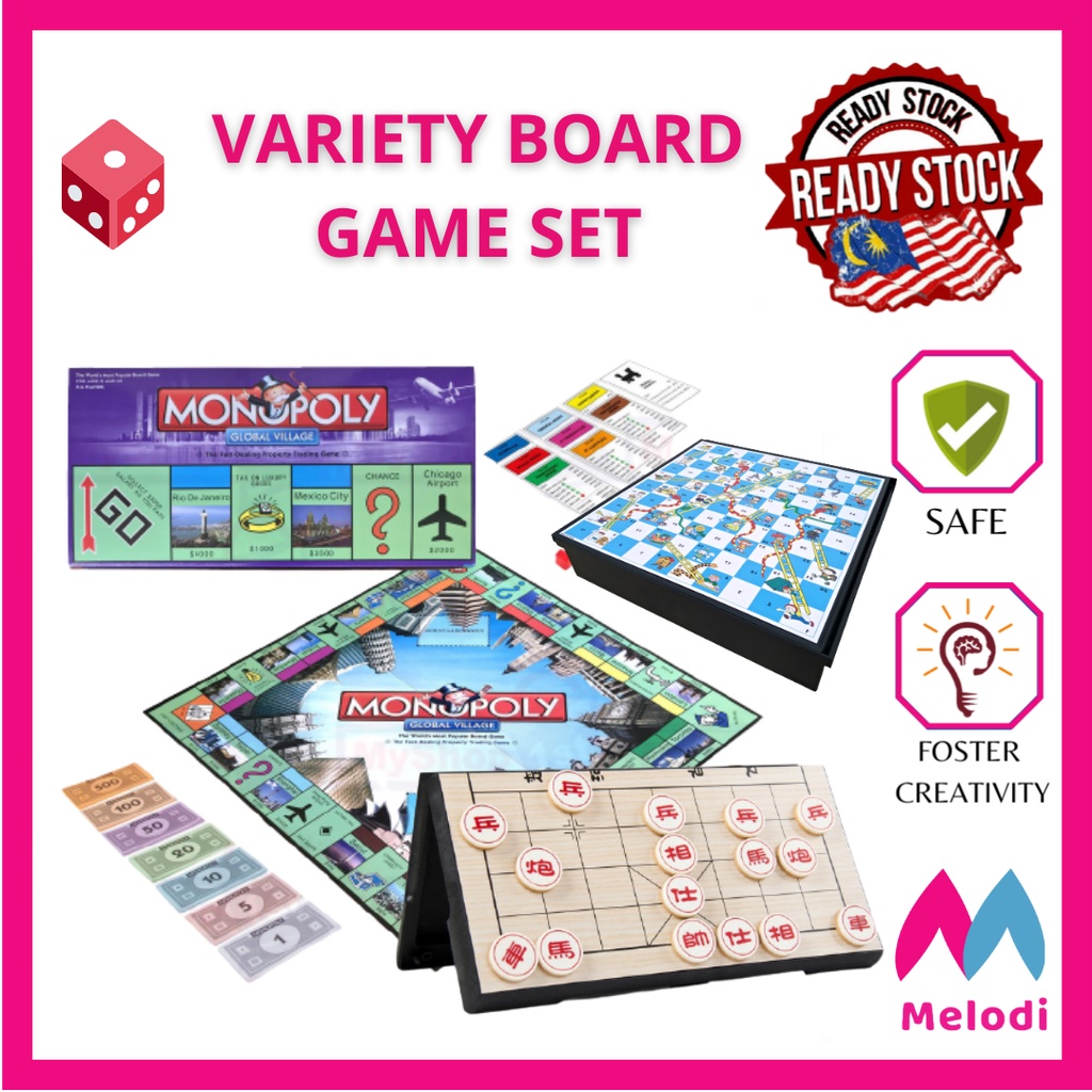 Jutaria Millionaire Global Village Game Set 3 in 1 Board Game Chinese ...