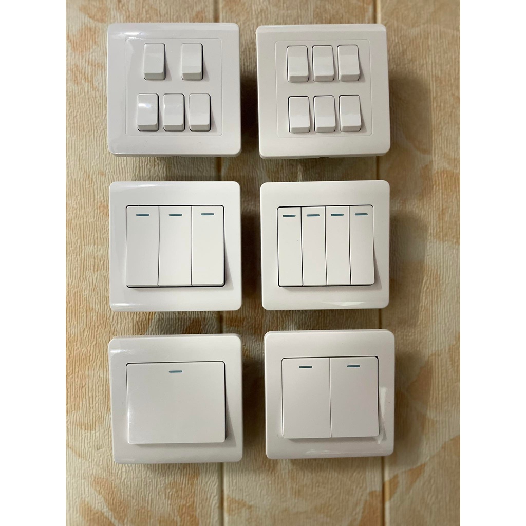 【WHITE】 Standard Switch Outlet socket lamp fan 16A 10A Plug 1 2 3 4 5 6 ...