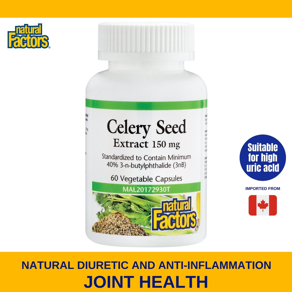 Natural Factors Celery Seed Extract 150mg x 60s (Exp 06/25) | Shopee ...