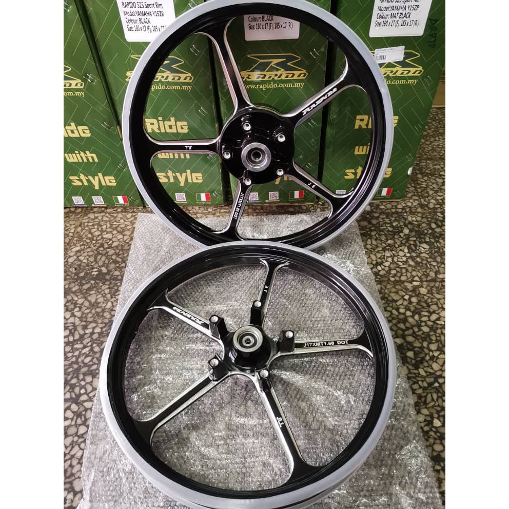 Rapido Sport Rim Yamaha Y15zr Exciter 150 Sniper 150 Front 1.60x17 Rear 1.85x17 Holes 5 Lubang ...