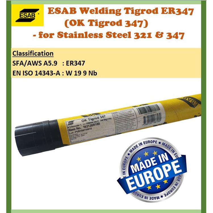 ESAB Welding Tig Rod ER347 (OK Tigrod 347) - for Stainless Steel 321 ...