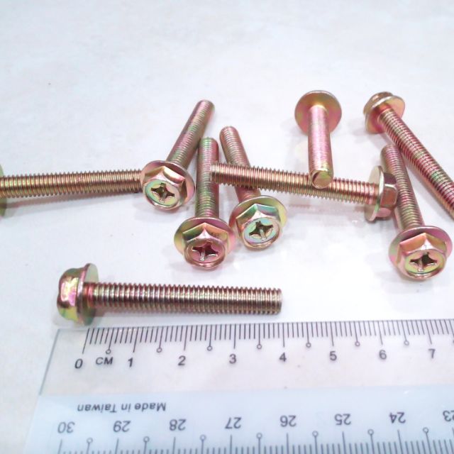 FLANGE BOLT - golden 6mm x 40mm (saiz 10) | Shopee Malaysia
