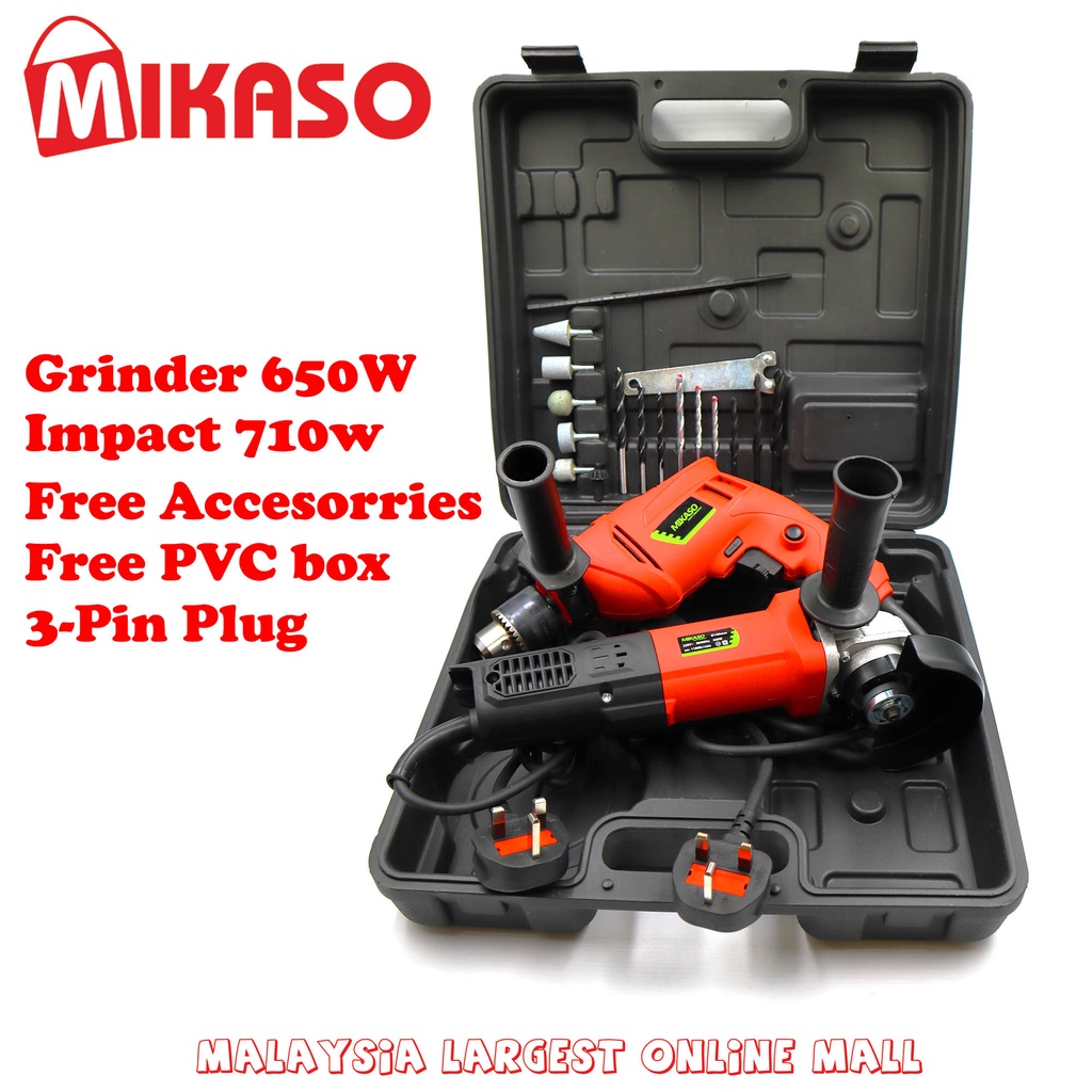 [2022 Model] MIKASO Premium Red Angle Grinder and Impact Drill COMBO ...