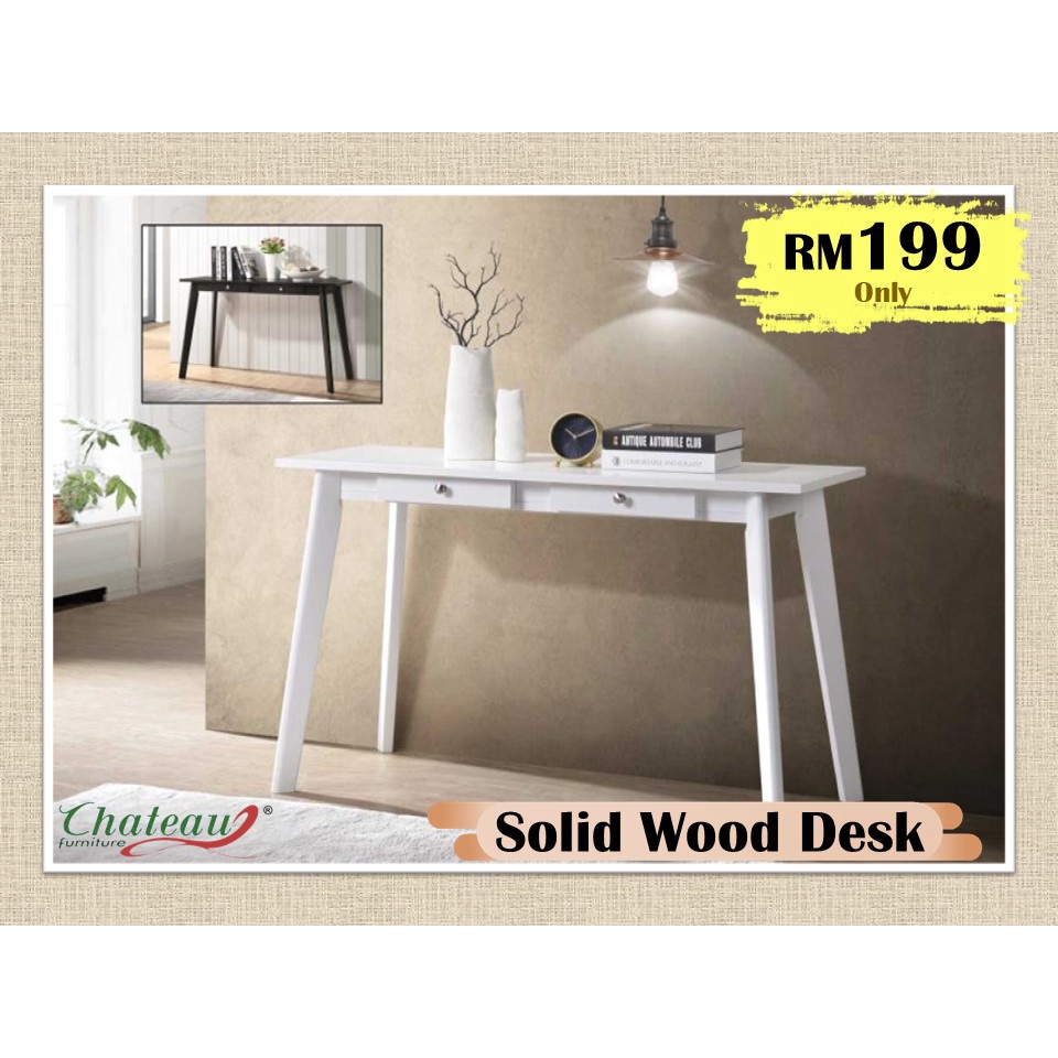 Solid Wood Desk / Study Desk / Computer Table / Writing Table / Meja ...