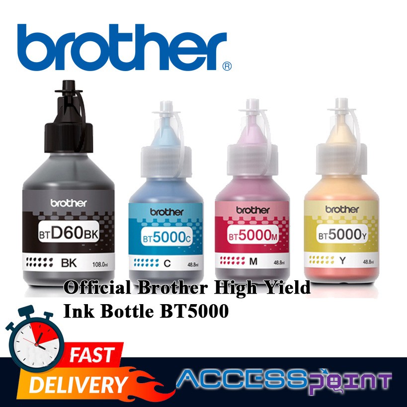 Brother High Yield Ink Bottle BTD60BK / BT5000C / BT5000M / BT5000Y ...