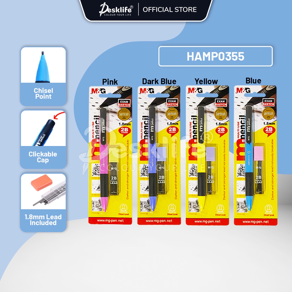 Desklife M&G 1.8mm Mechanical Pencil Khat Pensel Calligraphy Pen + 2B ...