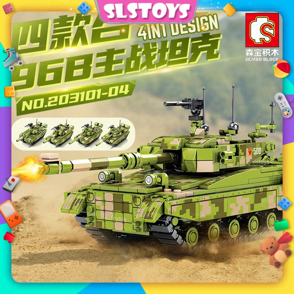 Sembo Block 203101 203102 203103 203104 4IN1 Type 96B Main Battle Tank ...