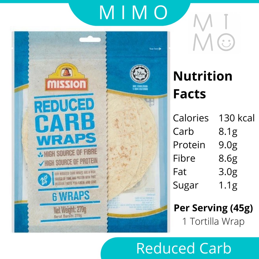 MISSION Tortilla Wrap Reduced Carb Wrap Chia Seed Quinoa Wholemeal High ...