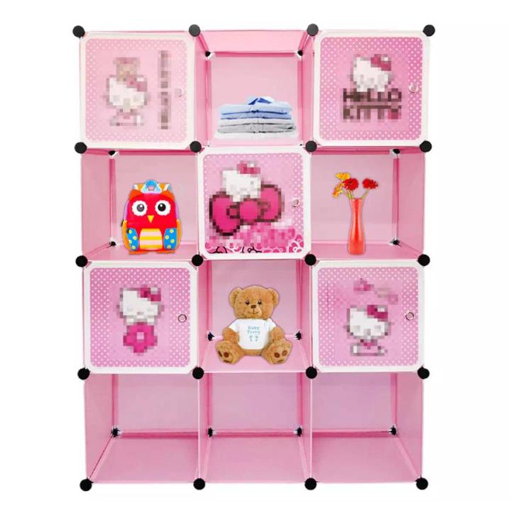 12 Cubes Cartoon Themed Wardrobe Stackable Cube Storage Cabinet ...