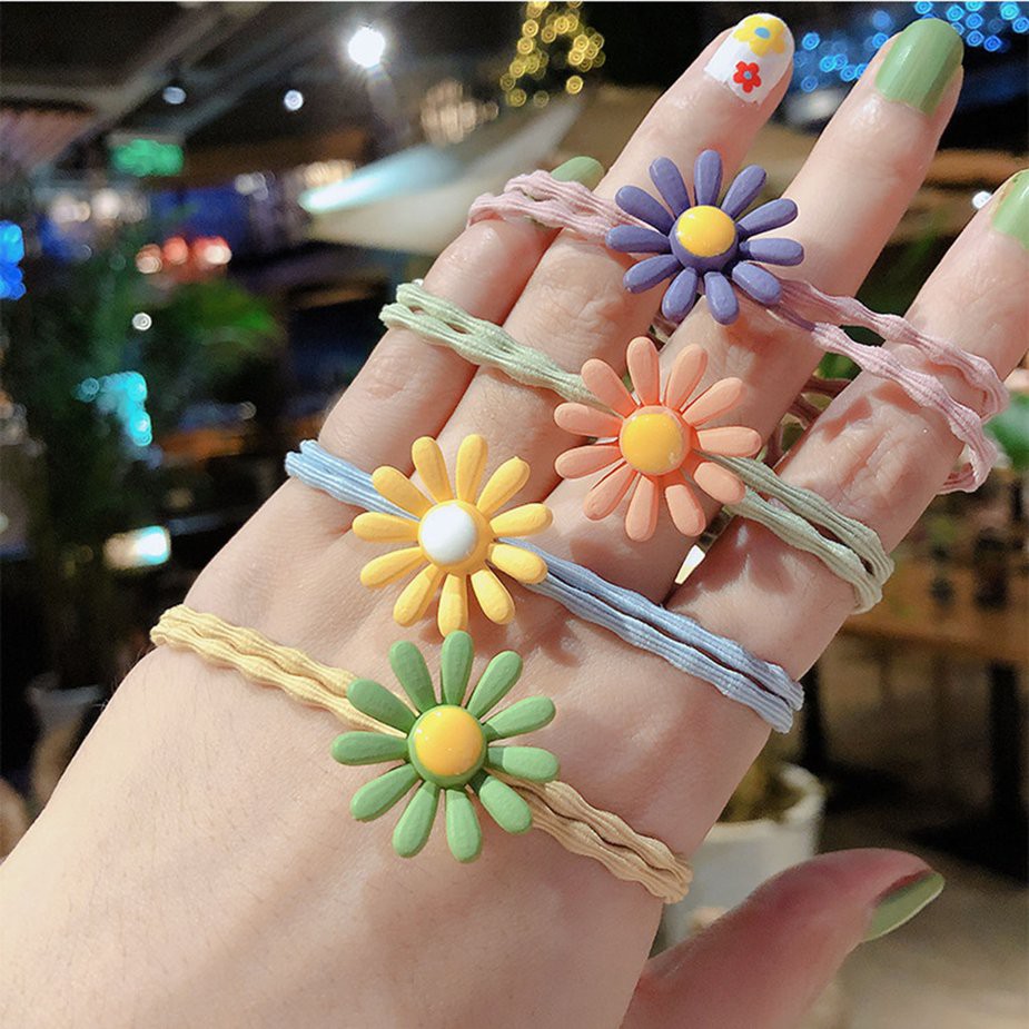 Simple Style Small Daisy Pattern Hair Rope For Girl Cute Hair ...