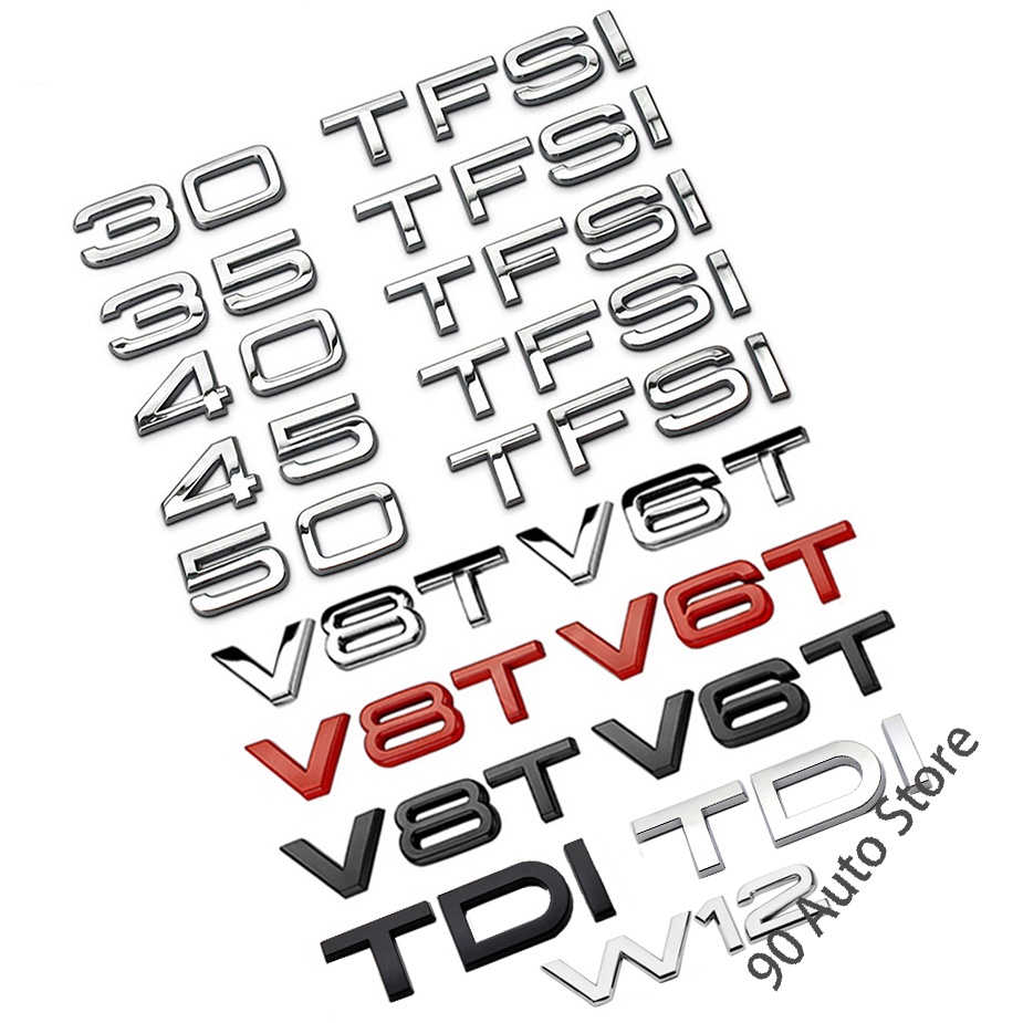 Letter 30 35 40 45 50 TFSI V6T V8T W12 TDI Car Rear Sticker for Audi a3 ...