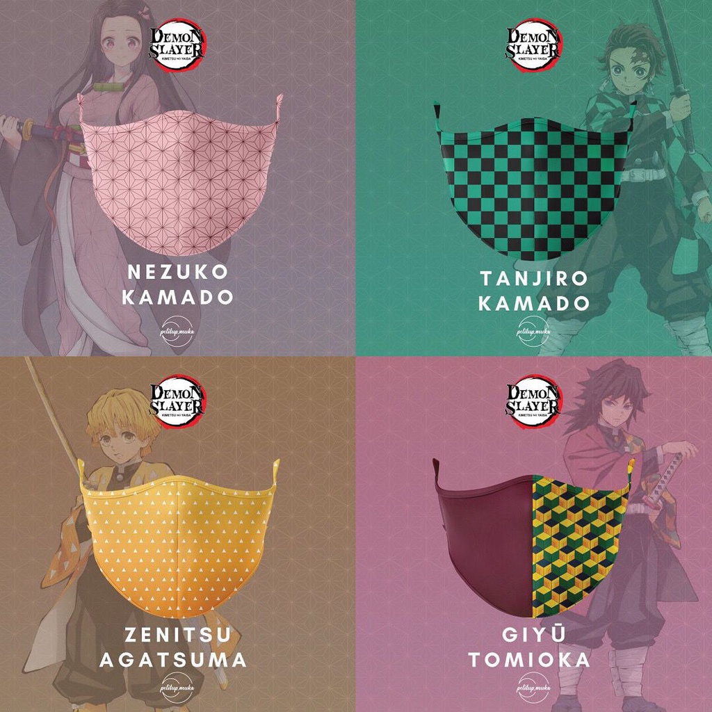 Demon Slayer Kimetsu No Yaiba 3 Layer Waterproof Fabric Facemask ...