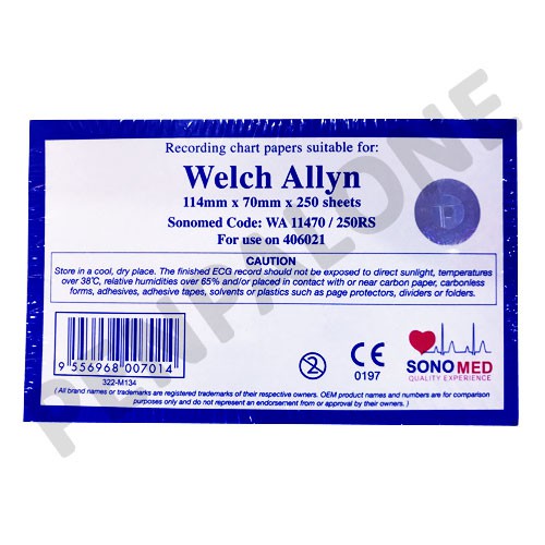 114mm x 70mm x 250 Sheets - 1 packs ECG Paper ( Sonomed Brand ) Welch ...