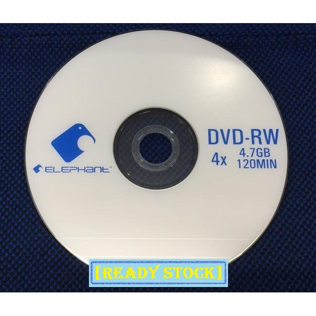 ELEPHANT DVD Re-Writable (DVD-RW) DISC 4X 4.7GB 120MIN 1piece (foc cd ...