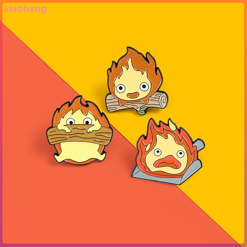 Calcifer Enamel Pin Anime Brooches for Women Cute Flame Wood Fire Elf ...