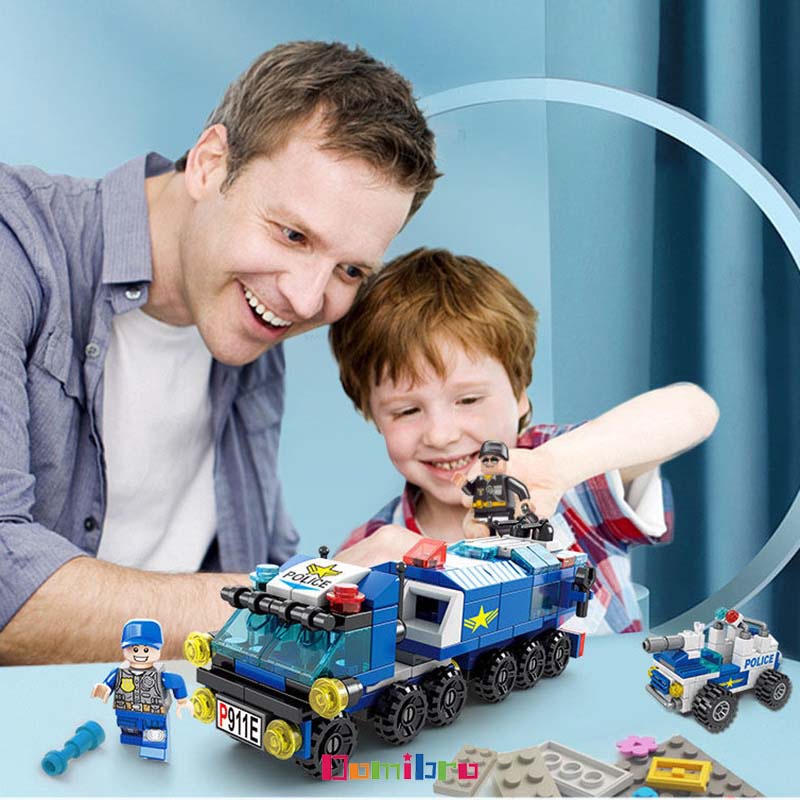 City SWAT Building Blocks DIY Police Car Fire Truck Minifigure Model ...