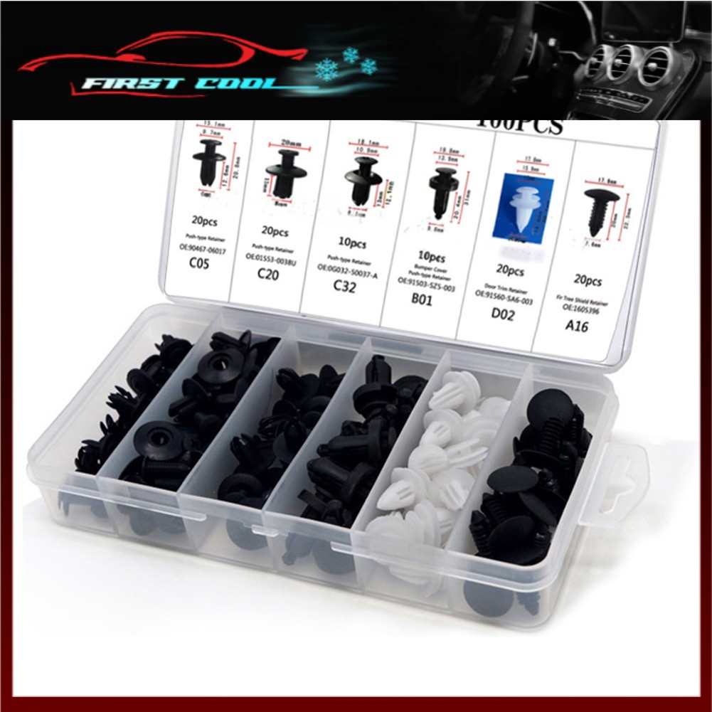 READY STOCK COLLECTIVE 100pcs Clip Trim Kit Car Push Pin Rivet Bumper ...