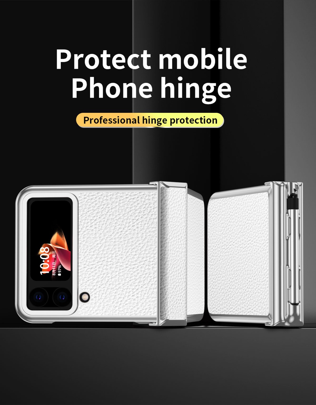 2PCS Hinge Protector Z Flip4 Flip3 Plating Leather Cases For Samsung ...