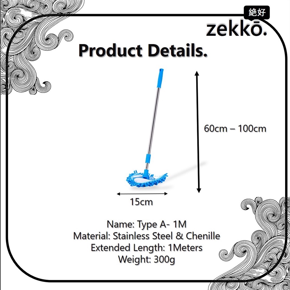 Zekko. Extendable Triangle Mop, Window Wall Lazy Mop, Lap Dinding ...