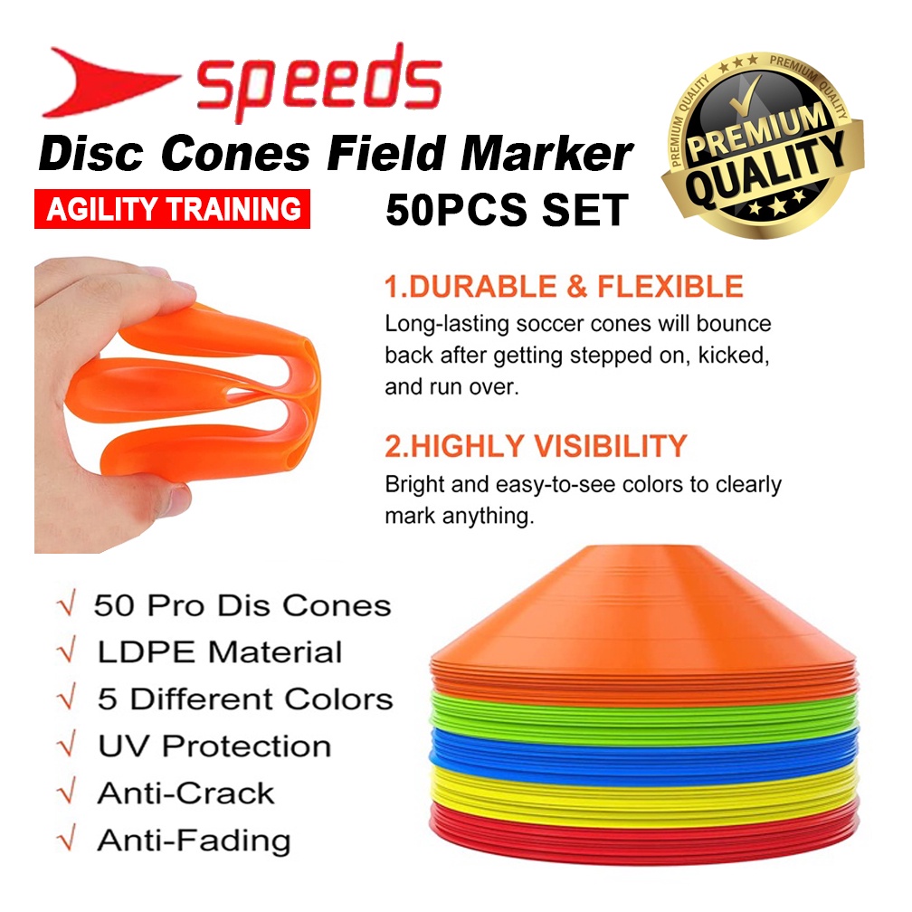 SPEEDS Training Disc Cone Field Marker Disk 50pcs Outdoor Indoor ...
