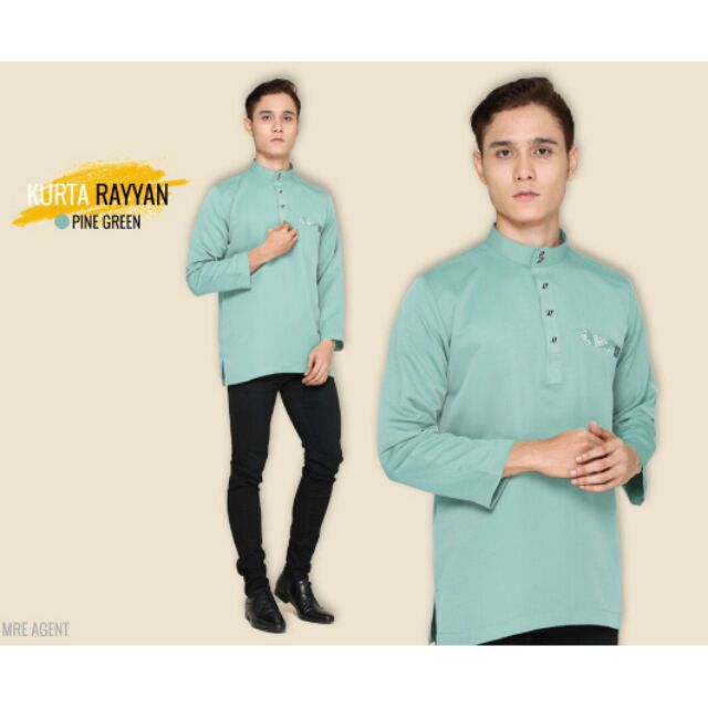 KURTA PINE GREEN SLIM FIT -RAYYAN | Shopee Malaysia