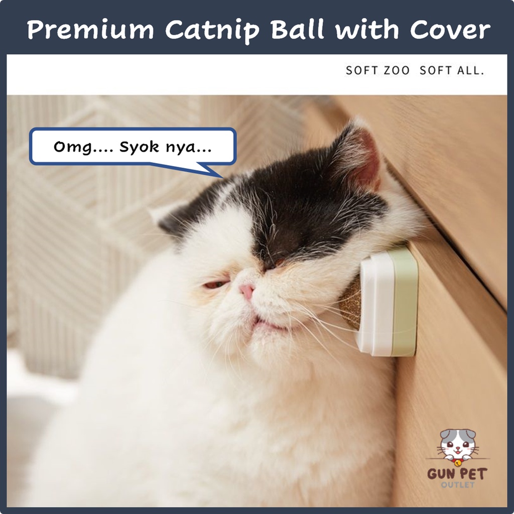 GUN PET Cat Grass Mint Ball Catnip Toy Rotatable Attachable Wall Rumput ...