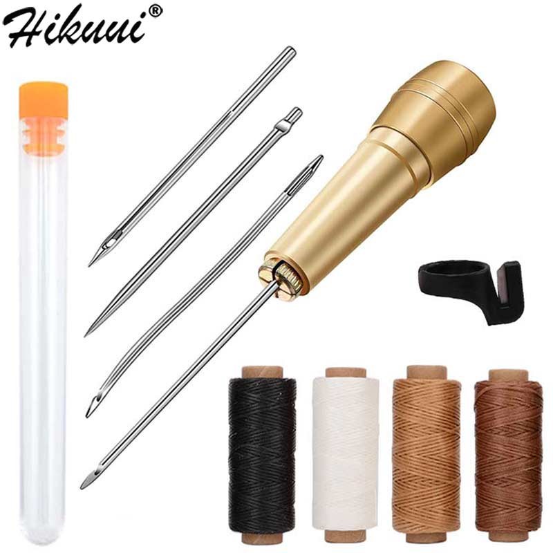 Leather Sewing Set Kit Handmade Tools With Wax Thread Awl Needles For ...