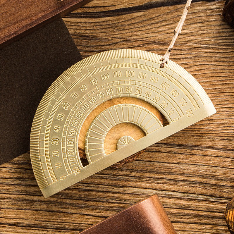 MKR Brass Copper Triangular Ruler 180 Degree Protractor Construction ...