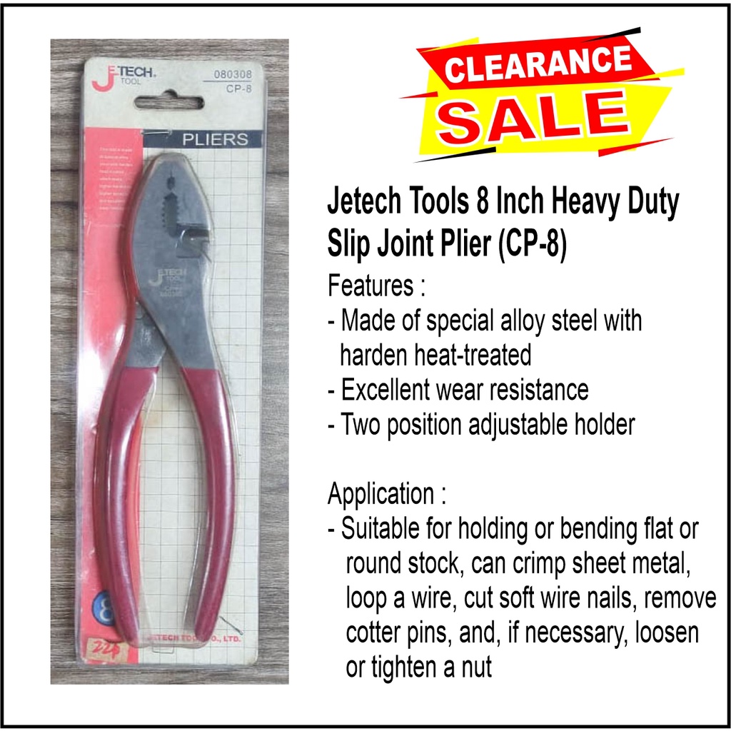 Jetech Tools Heavy Duty Slip Joint Plier (CP-8) | Shopee Malaysia