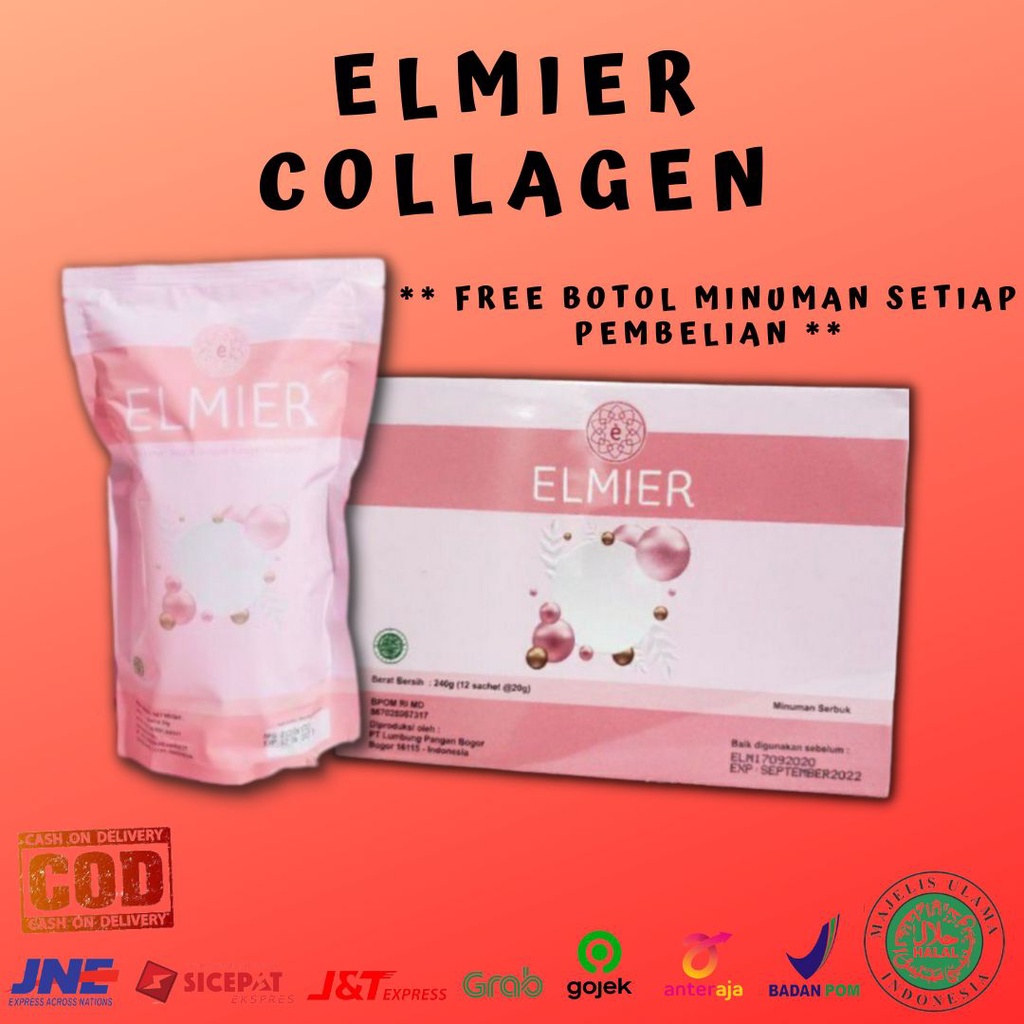 Elmier COLLAGEN DRINK Content 12 SACHET GLUTATHION BPOM COLLAGEN / DRINK COLLAGEN / COLLAGEN ...
