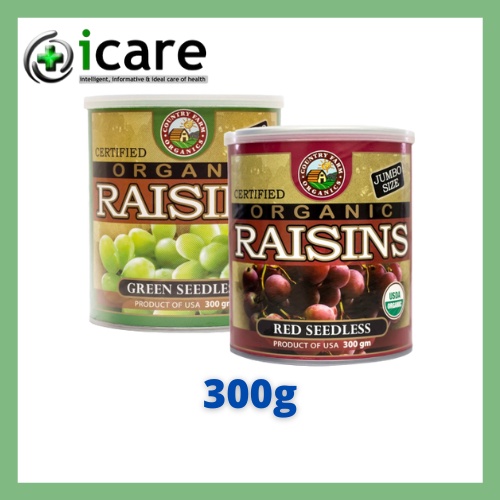 COUNTRY FARM ORGANIC JUMBO SEEDLESS RAISIN 300G ( RED / GREEN ) EXP ...
